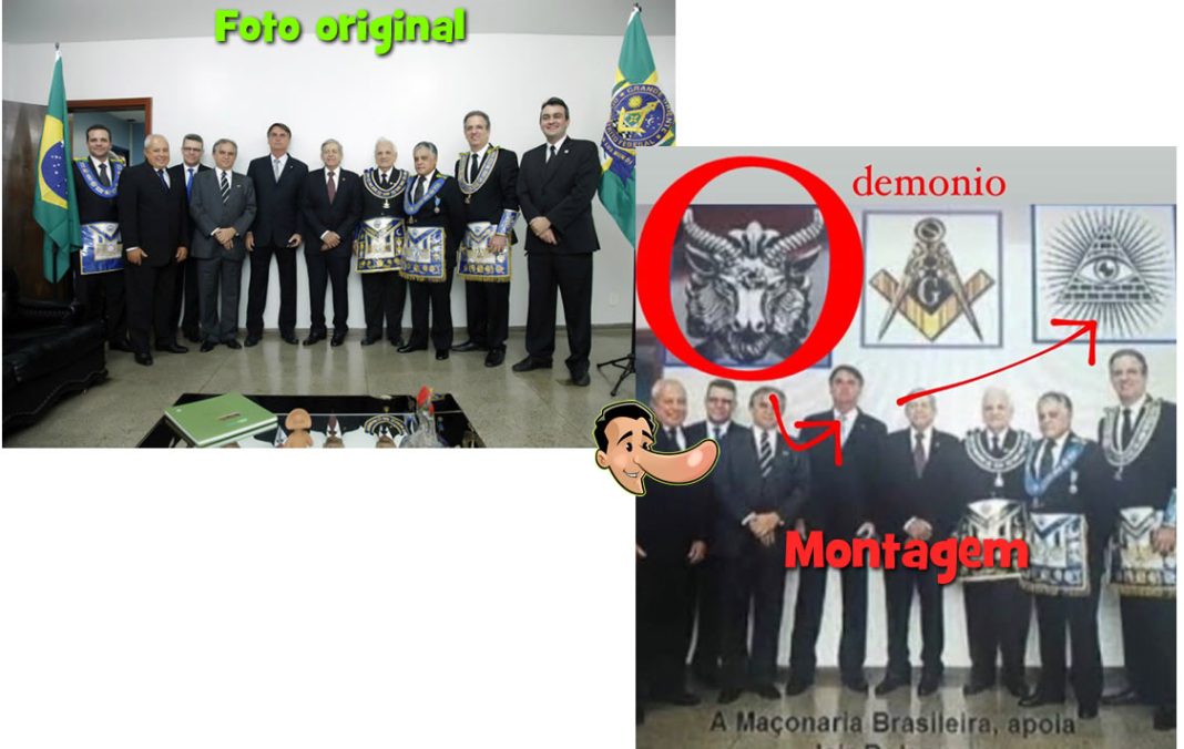 Bolsonaro posou em foto na maçonaria em frente a um quadro de Baphomet?